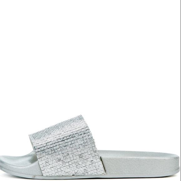 Cape Robbin | Shoes | Cape Robbin Silver Rhinestone Slides Mules | Poshmark